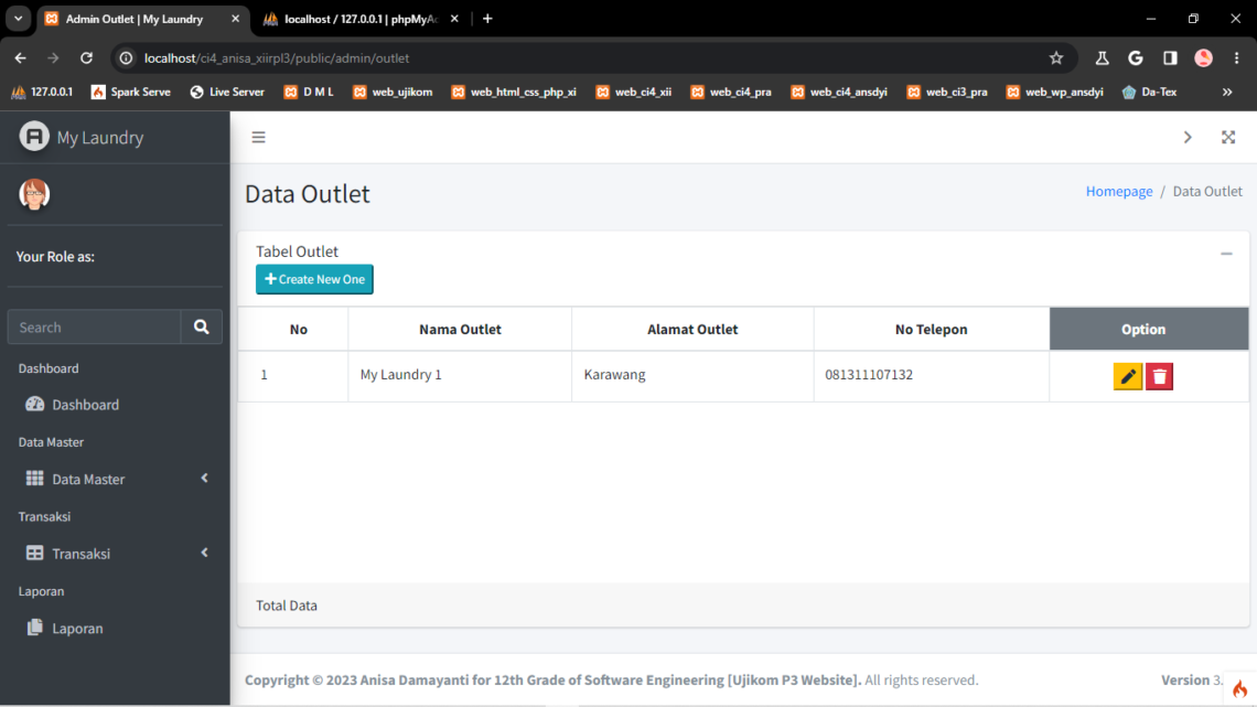 Laundry Management Website (Part 4-MVC Outlet Admin) | December Skies Code